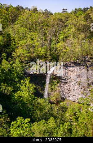 Waterfall off cliff at Little River Canyon National Preserve Stock ...