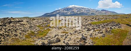 Volcano Snaefell on the western end of Icelandic peninsula Snaefellsnes ...
