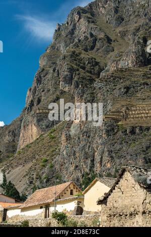 Inca archaeological site at Ollantaytambo in the Sacred Valley of Peru ...