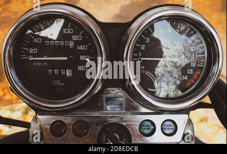 Motorcycle control panel with speedometer dashboard in motorcycle Stock ...