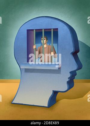 Brain inside a cage Stock Photo - Alamy