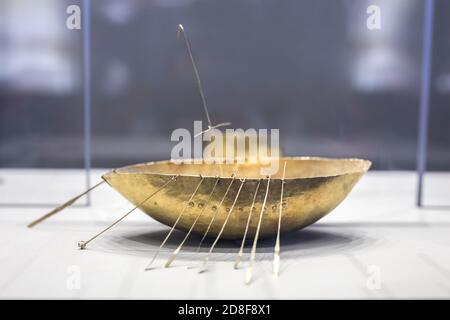 Gold sailing ship. Artefacts that belongs to Iron Age Broighter hoard ...