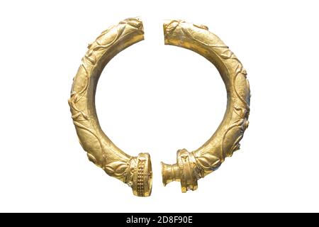 Gold twisted bar torcs. Artefacts that belongs to Iron Age Broighter ...