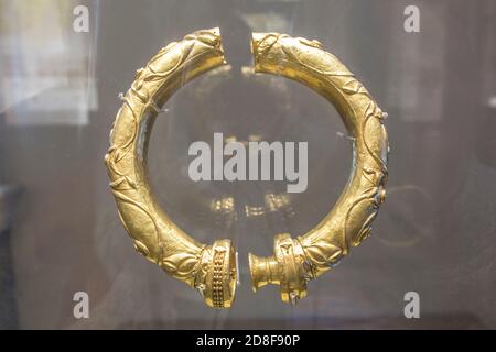 Gold twisted bar torcs. Artefacts that belongs to Iron Age Broighter ...