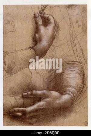 Leonardo da Vinci. Study of hands. 1581 Stock Photo - Alamy