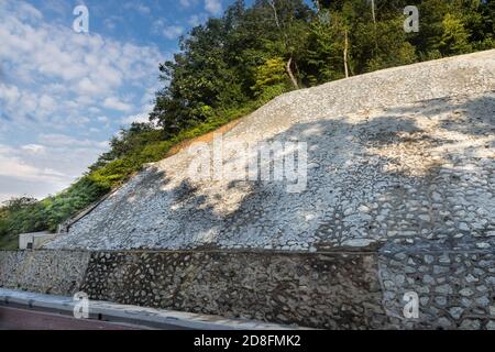 Slope retention engineering to prevent soil erosion and landslide Stock ...