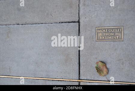 London, England, UK. Basement smoke outlet in the pavement (smoke vent ...
