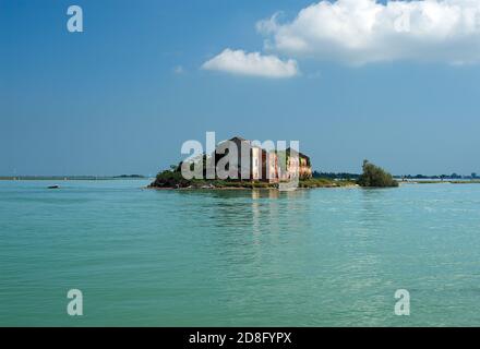 Venetian Lagoon (Ve), Italy, a ruin of an old magazine on a small ...