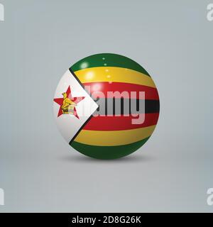 Glass light ball with flag of Zimbabwe. Round sphere, template icon ...