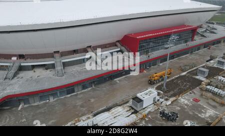 Aerial view of the Pudong Football Stadium where the League of Legends ...