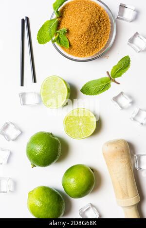 Aerial view of the ingredients for a mojito cocktail Stock Photo - Alamy