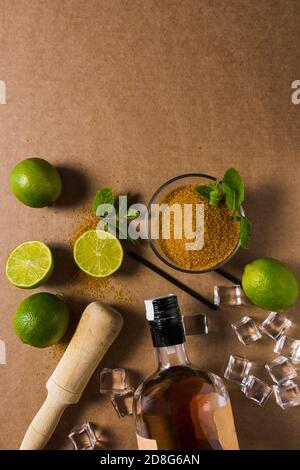 Aerial view of the ingredients for a mojito cocktail Stock Photo - Alamy