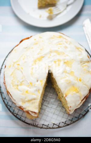 Frosted courgette lemon cake with lemon cream Stock Photo - Alamy