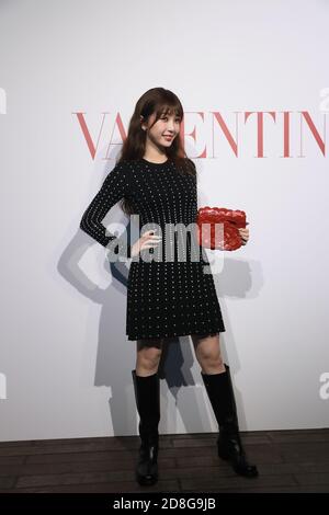Chinese actress and singer Yu Shuxin attended an activity in a black ...