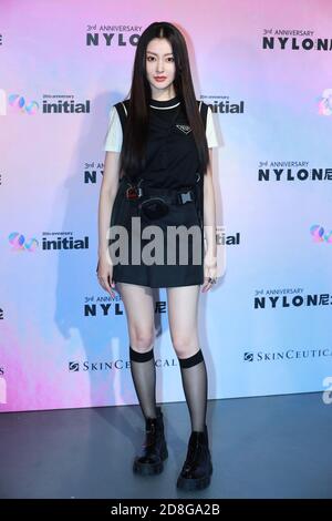 Chinese actress and model Zhang Tian'ai appears at the airport in ...