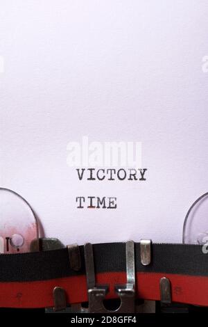 Victory time phrase written with a typewriter Stock Photo - Alamy