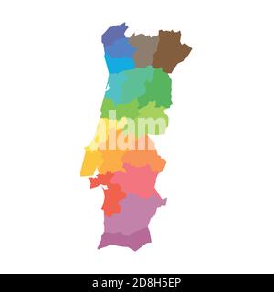 Districts of Portugal. Map of regional country administrative divisions ...