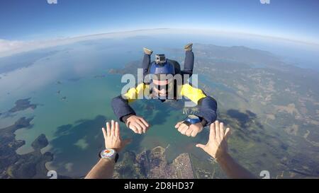 Skydiver point of view above the beach Stock Photo - Alamy