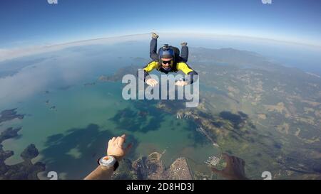 Skydiver point of view above the beach Stock Photo - Alamy