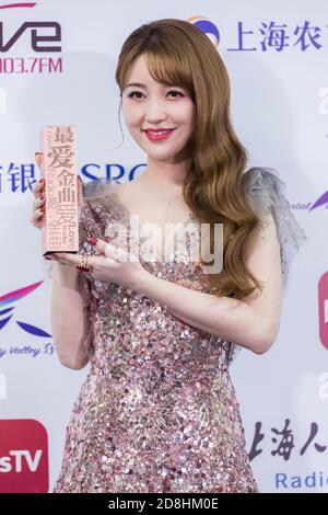 Chinese singer and actress Jin Sha poses on the red carpet as she ...