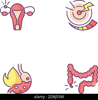 Abdominal pain RGB color icons set Stock Vector Image & Art - Alamy