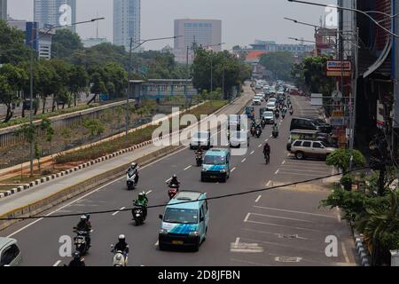 Jakarta / Indonesia - 23 September 2020.Jaklinko public transportation ...