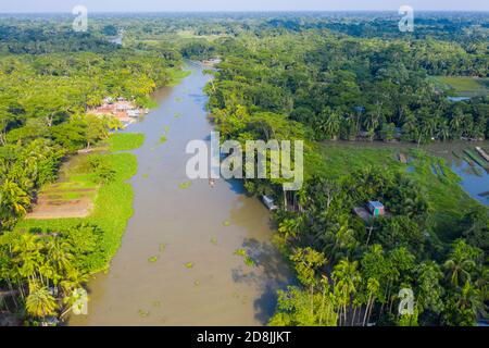 Aerial view of a village at Nazirpur upazila under Pirojpur drstrict ...