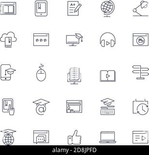 E-Courses line icons collection. Online classes, Instructionals ...