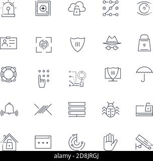 Defence line vector icons and signs. safeguard, protect, fortify ...