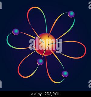 Atom: nucleus and electrons in orbital, vector illustration Stock ...