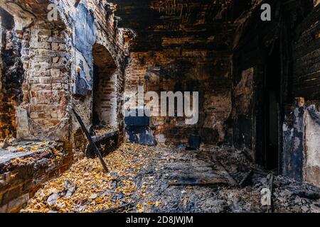 Interior of old historical mansion after fire Stock Photo - Alamy