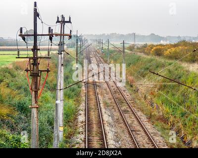 Double track railway line Stock Photo - Alamy