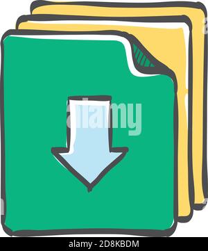 Multiple download arrow icon in duo tone color. File data retrieve ...