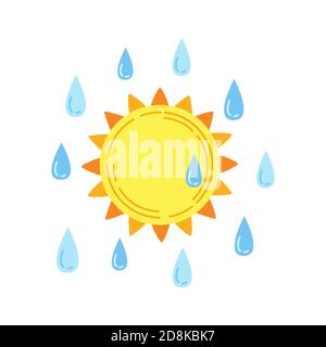 Kawaii sun hand drawn clip art. Cute kid character. Cozy baby sun, isolated vector illustration ...