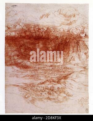 Leonardo da Vinci. Storm over a Mountain Valley. 1500 Stock Photo - Alamy