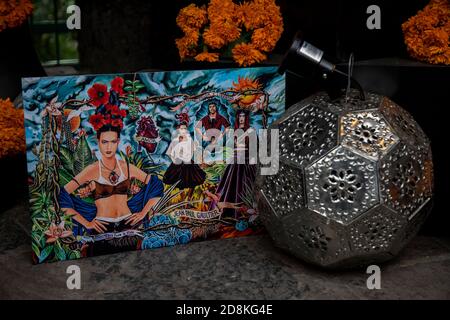 The wounded table by Frida Kahlo on postage stamp Stock Photo - Alamy