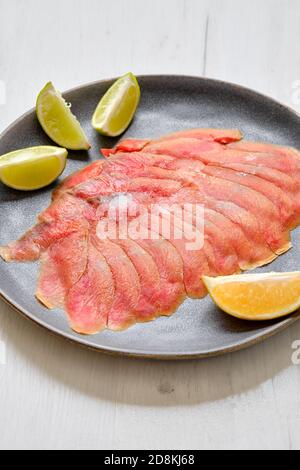thin slices of Smoked salmon Stock Photo - Alamy