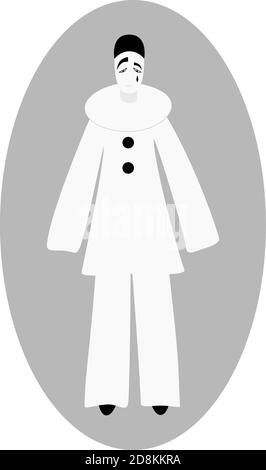 Pierrot. Stock character of pantomime and commedia dell'arte. Vector ...