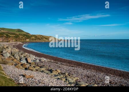 The shingle beach at the town of Inverbervie, Aberdeenshire, Scotland ...