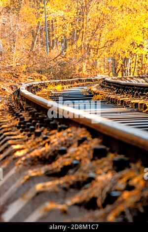 Rails Out Of Order In Autumn Stock Photo - Alamy