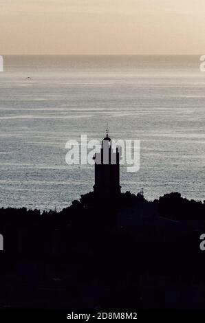 Guia Lighthouse in Cascais at night, Portugal Stock Photo - Alamy
