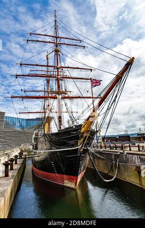 RRS Discovery, a barque-rigged auxiliary steamship built for Antarctic ...