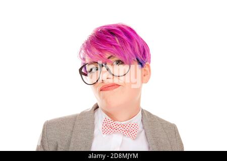 Funny skeptical. Closeup portrait doubtful grumpy annoyed young ...