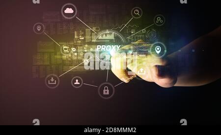Hand touching PROXY inscription, Cybersecurity concept Stock Photo - Alamy