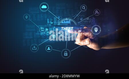 Hand touching THEFT inscription, Cybersecurity concept Stock Photo - Alamy