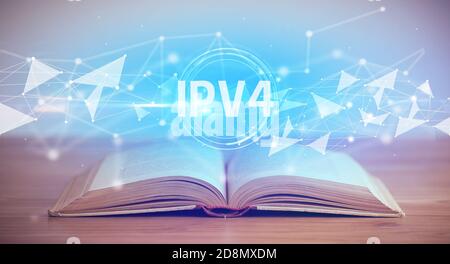Open book with IPV4 abbreviation, modern technology concept Stock Photo ...
