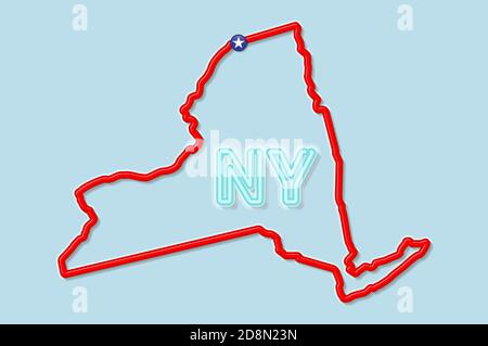 new york state outline administrative and political vector map in color ...
