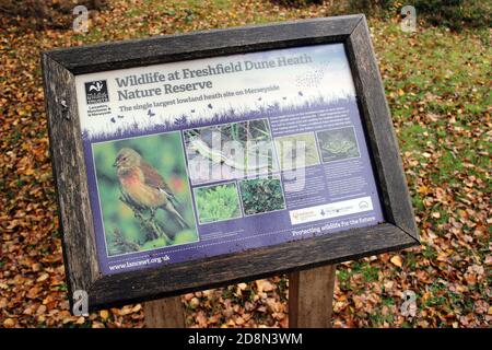 Sign Showing Wildlife at Freshfield Dune Heath Nature Reserve ...