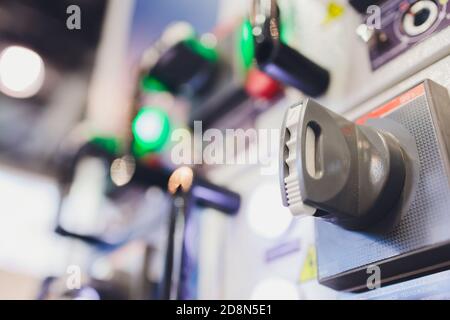 Key switch select mode Buttons and display on control panel Stock Photo ...