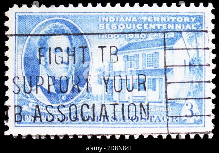 William Henry Harrison. Indiana statehood stamp, 1950 issue Stock Photo ...